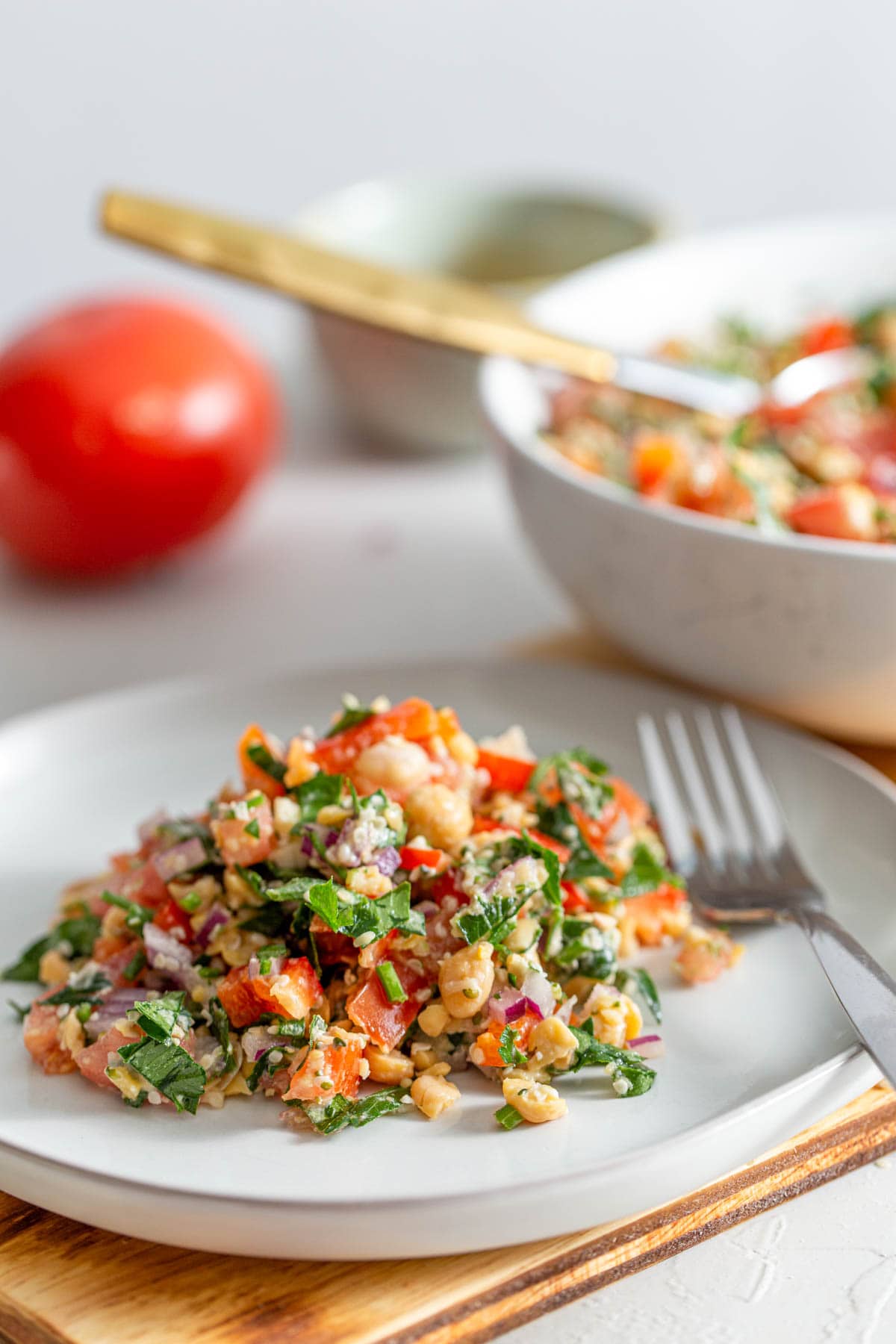Grain-Free Mashed Chickpea Tabouleh Salad -Running on Real Food