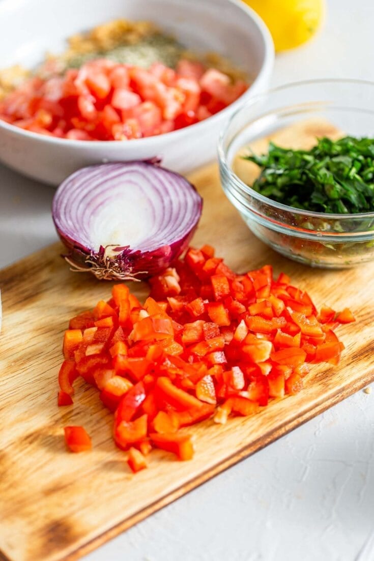 Grain-Free Mashed Chickpea Tabouleh Salad -Running on Real Food