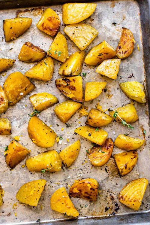 Oven Roasted Golden Beets with Fresh Herbs and Lemon