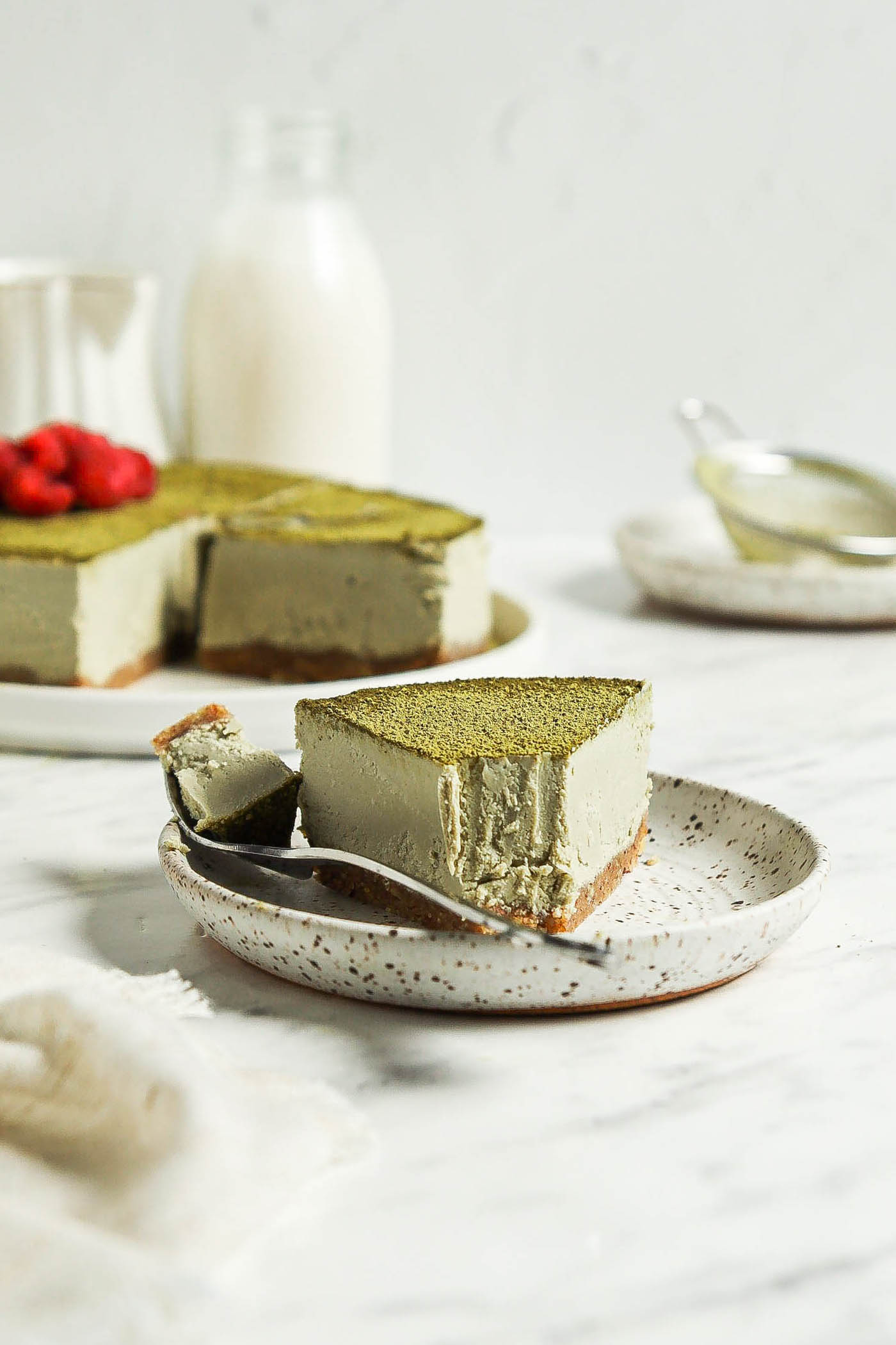 No-Bake Matcha Cheesecake - Running on Real Food