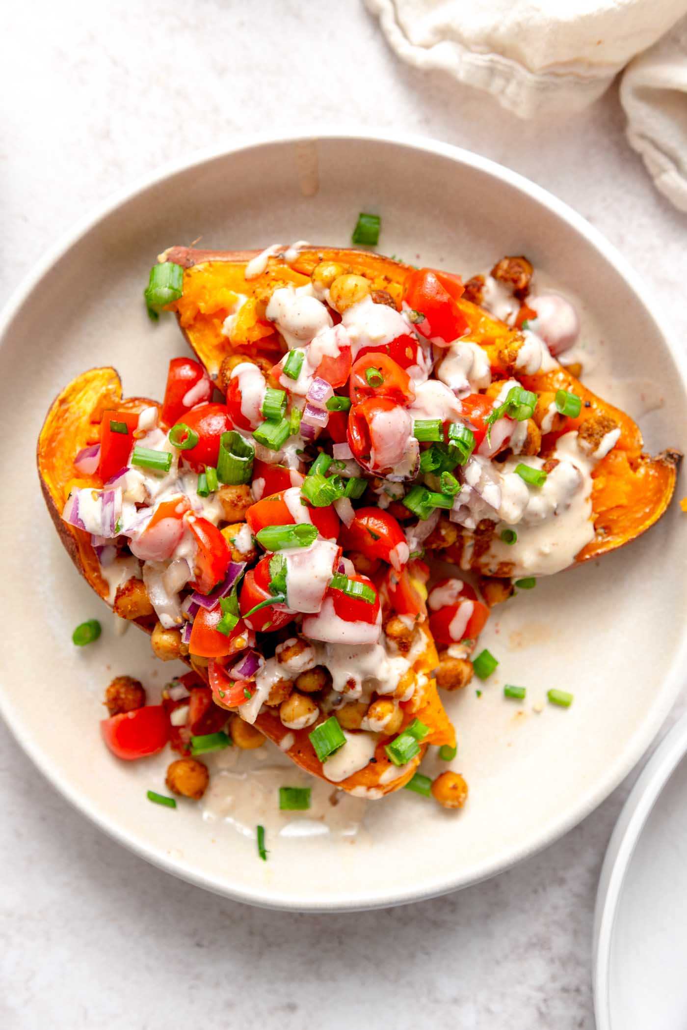 Baked Mediterranean Sweet Potatoes - Running on Real Food
