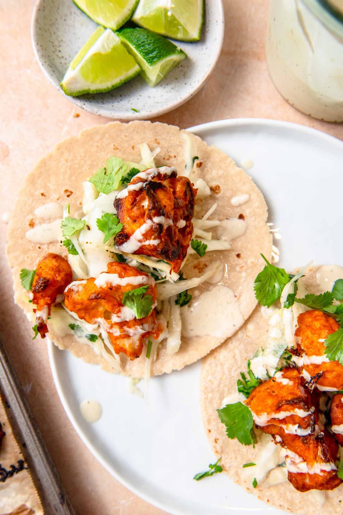 Vegan Buffalo Cauliflower Tacos - Running on Real Food